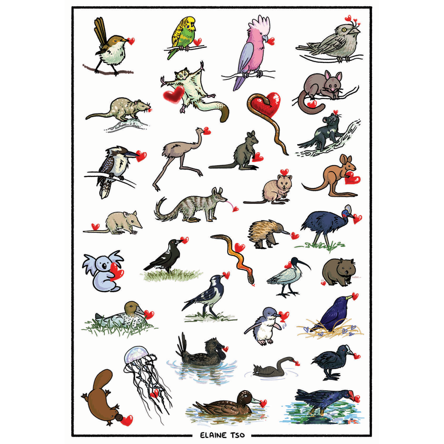 Australian Animals A2 Poster - everytinytale