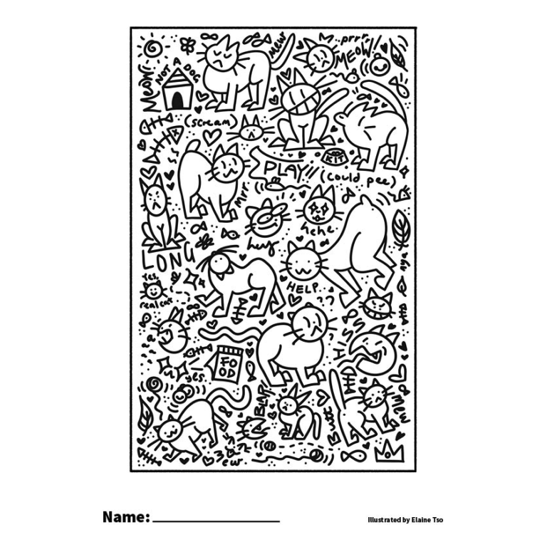 Cats Colouring Page (Printable Download) - everytinytale